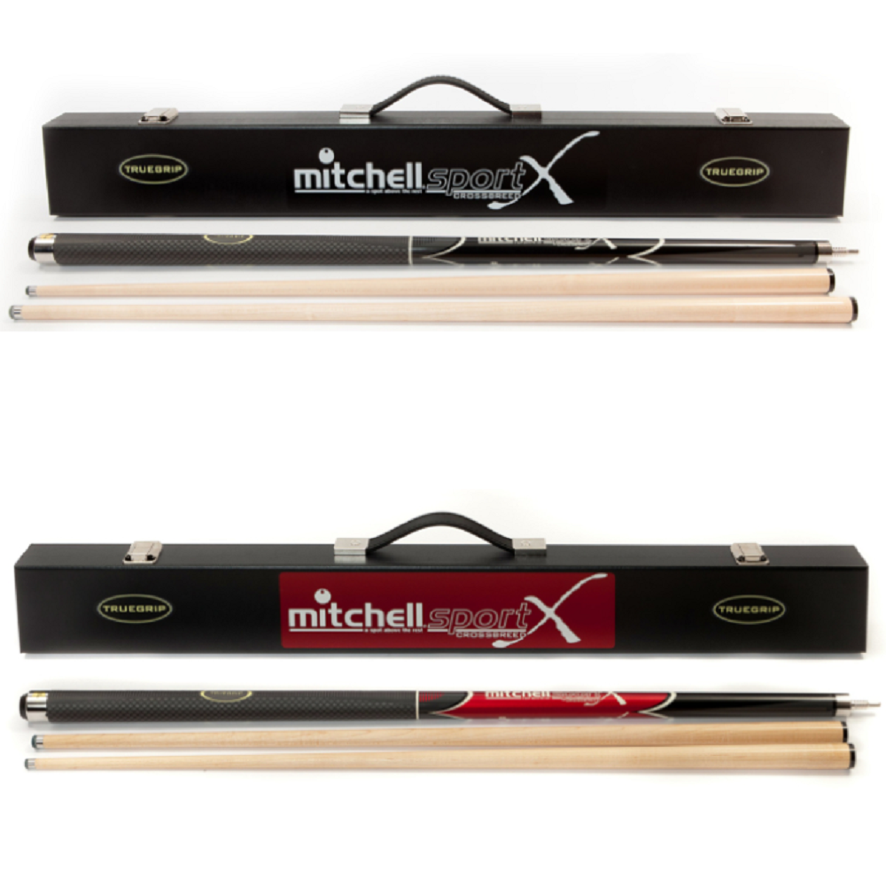 3 PIECE MAPLE CUE MITCHELL TRUEGRIP XBREED AND CASE 57" 9mm & 13mm ...